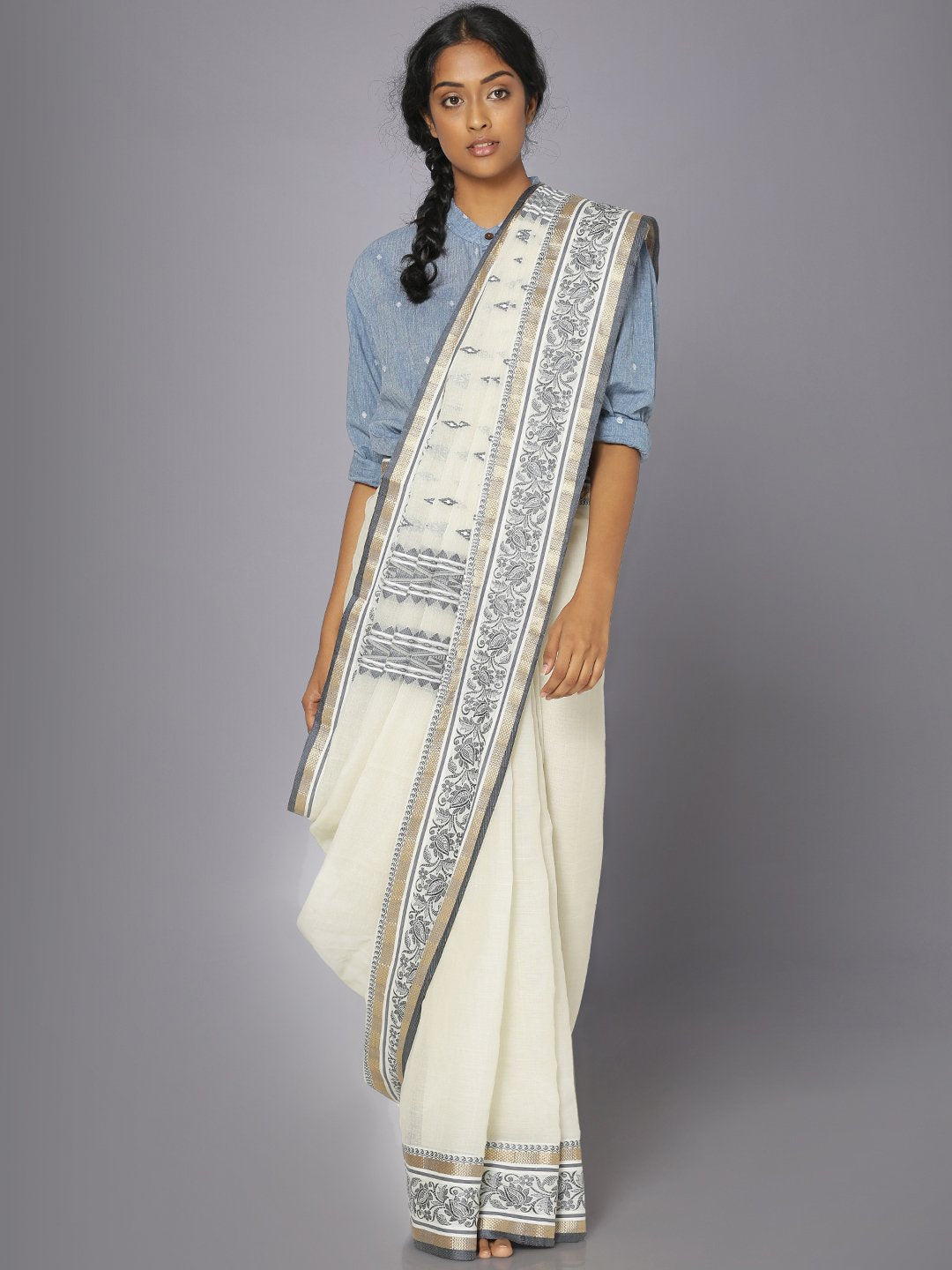 Off white tant cotton saree – the good loom
