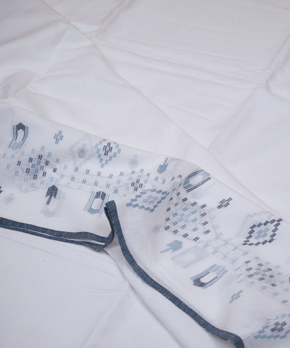 White handloom cotton border design jamdani fabric – the good loom